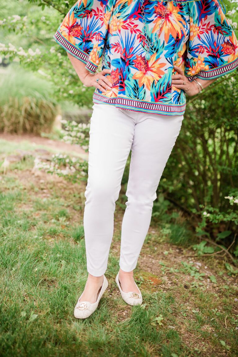 STYLING A COLORFUL AND TROPICAL OFF THE SHOULDER TOP